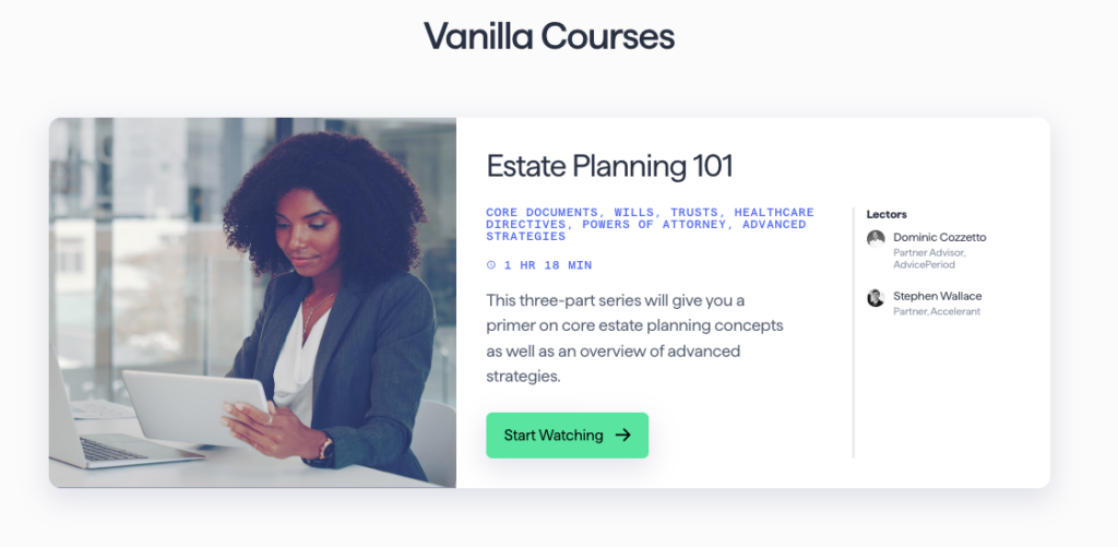 Introducing Vanilla Academy: Empowering financial advisors with free educational resources on ...