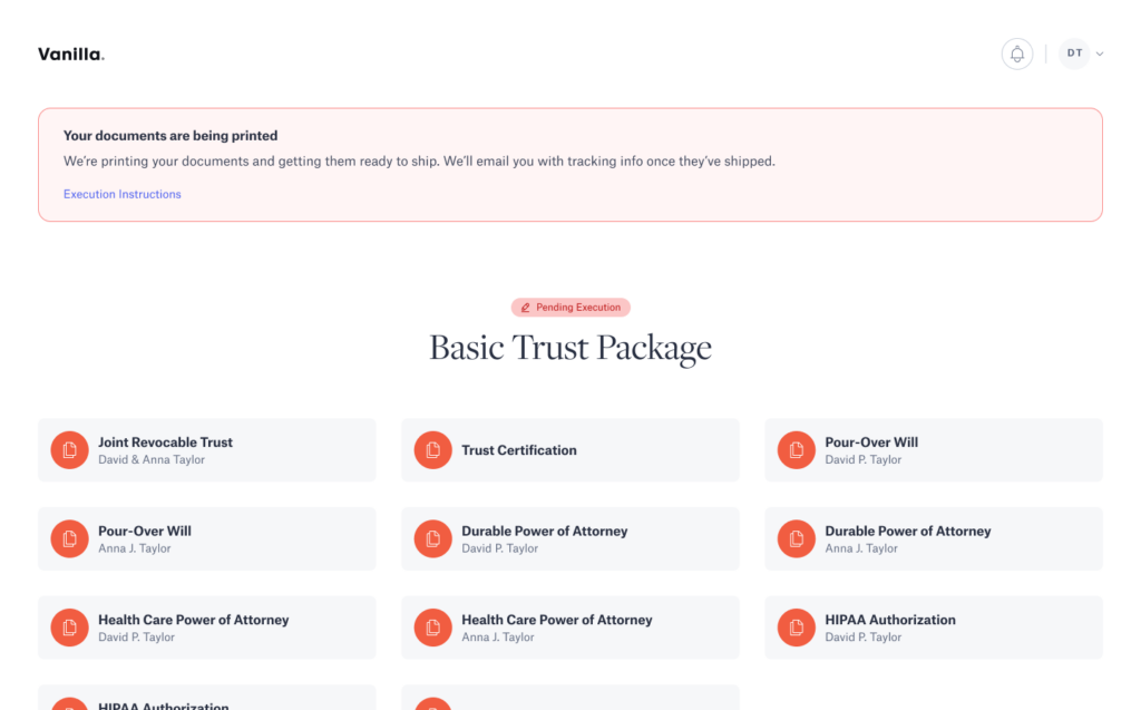 Create estate planning documents with Vanilla